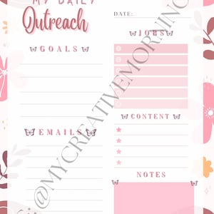 Digital Printable Outreach Tracker for Social Media, Small Business ...