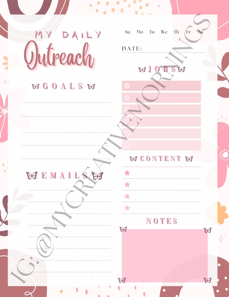 Digital Printable Outreach Tracker for Social Media, Small Business ...