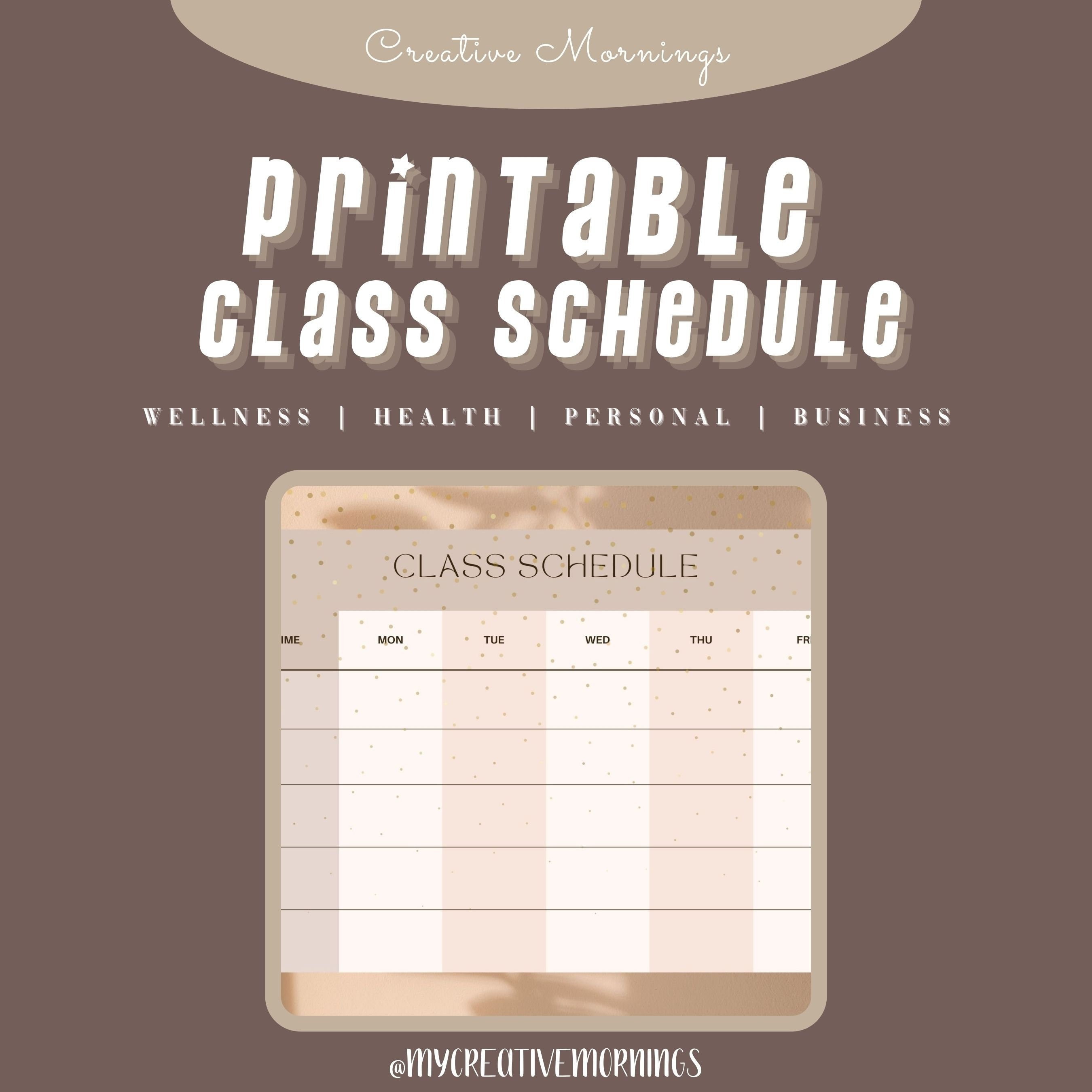 Digital Printable Weekly Class Schedule - Etsy