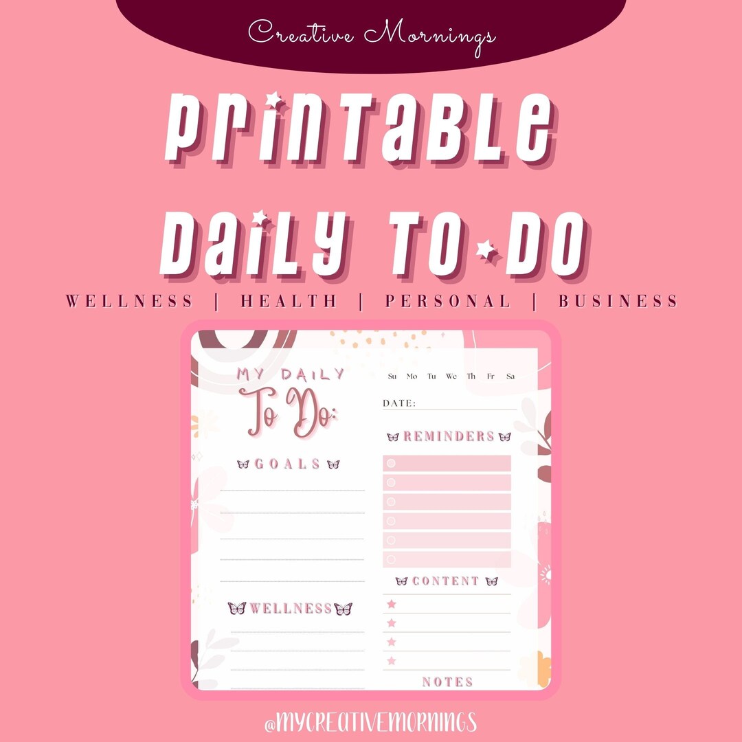 Digital Printable Daily to Do List- Pink and Maroon - Etsy