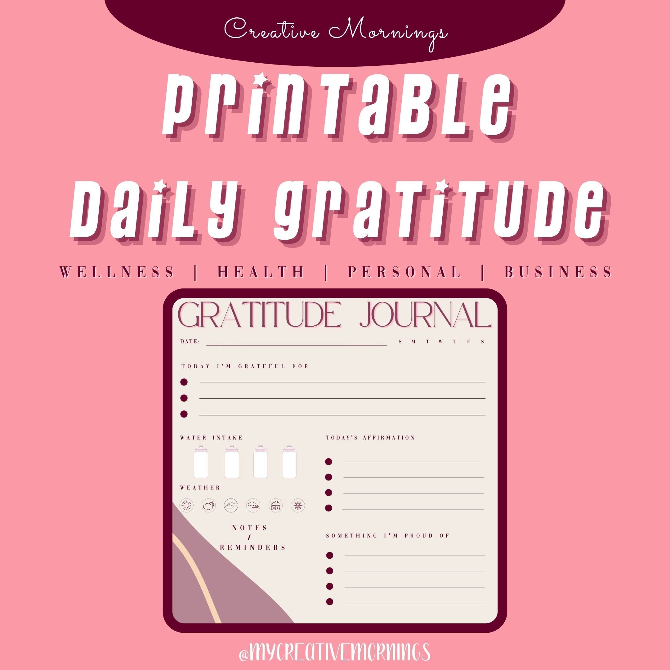 Digital Printable Daily Gratitude Journal Page - Etsy