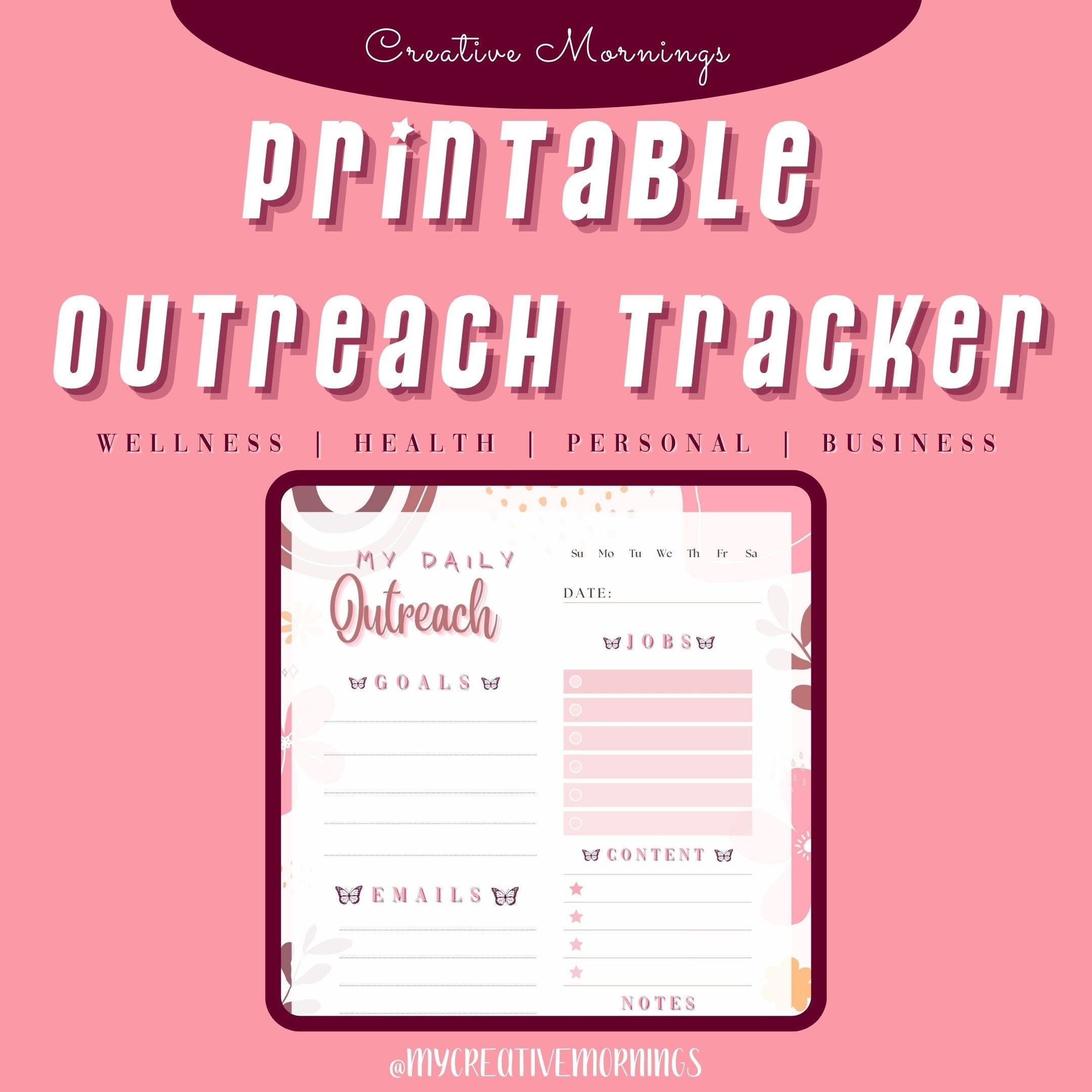 Digital Printable Outreach Tracker for Social Media, Small Business ...