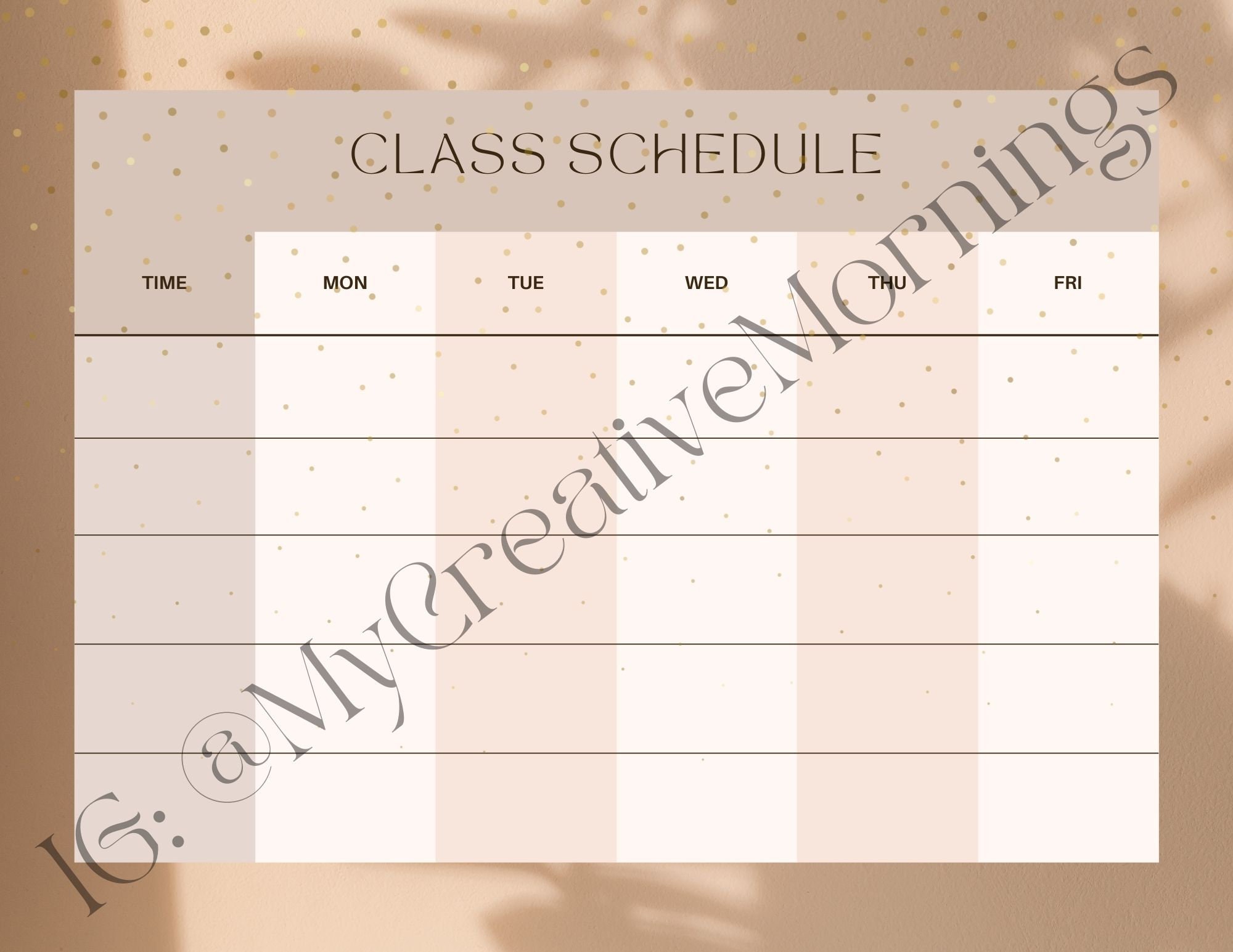 Digital Printable Weekly Class Schedule - Etsy
