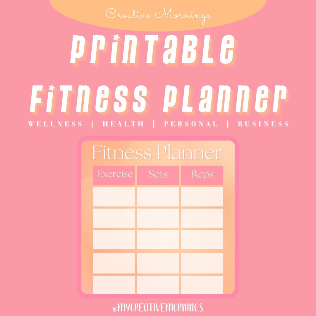 Digital Printable Daily Fitness Planner- Reps & Sets Tracker - Etsy