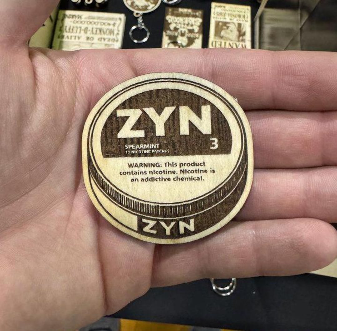 Zyn Tin Package Engraved Wood Quirky Decoration Ornament, Keychain ...