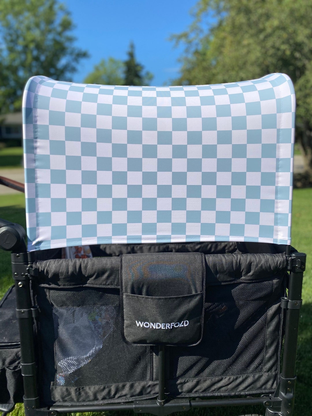 Teal Checkers |canopy UV50+ | W4 Wonderfold Canopy | W2 Wonderfold Seat ...