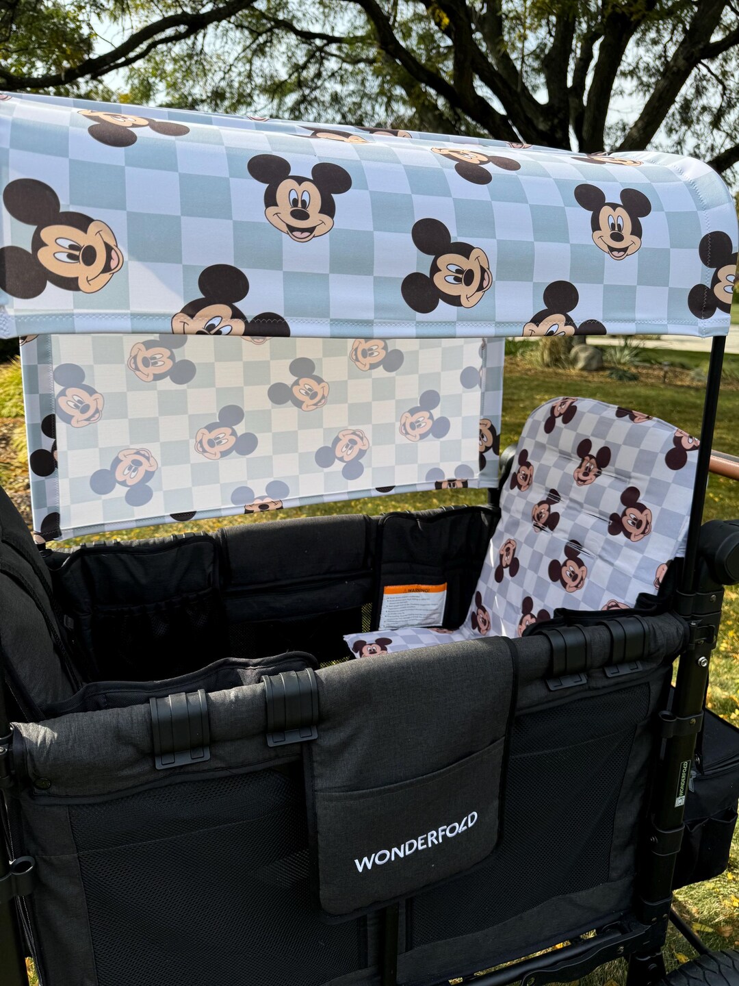Mickey Checker Print Seat Cover and Canopy Set W2 Wonderfold Canopy ...