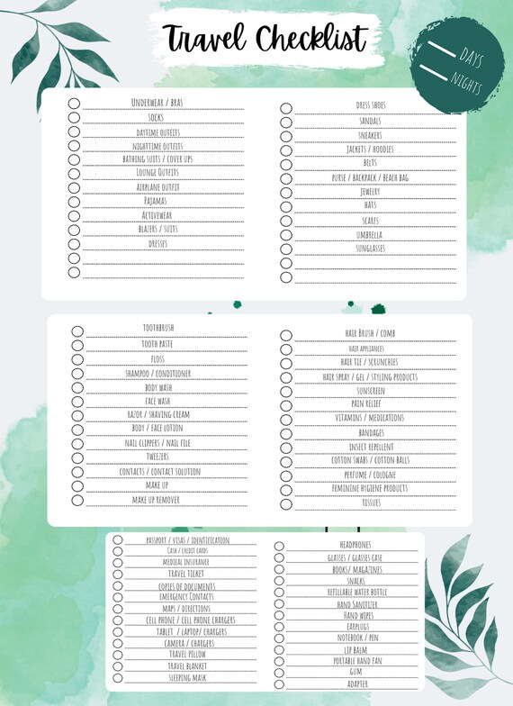 The Ultimate Travel Checklist - Etsy