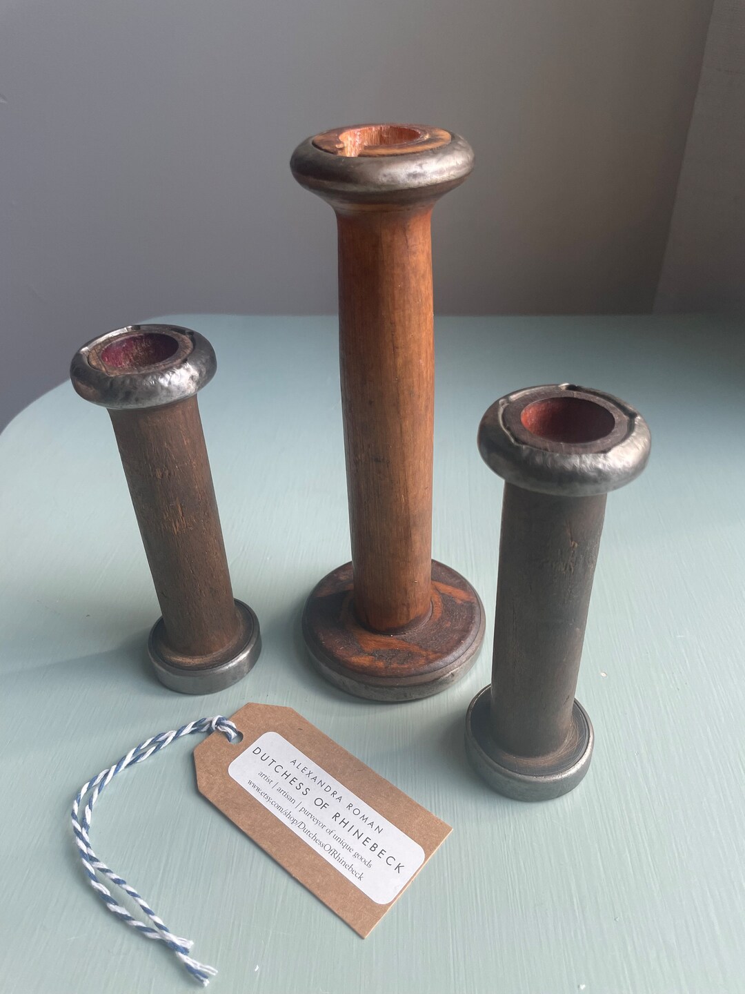 Set of 3 Antique Wooden Bobbins | 1 Wilson Bros Ltd | Primitive ...