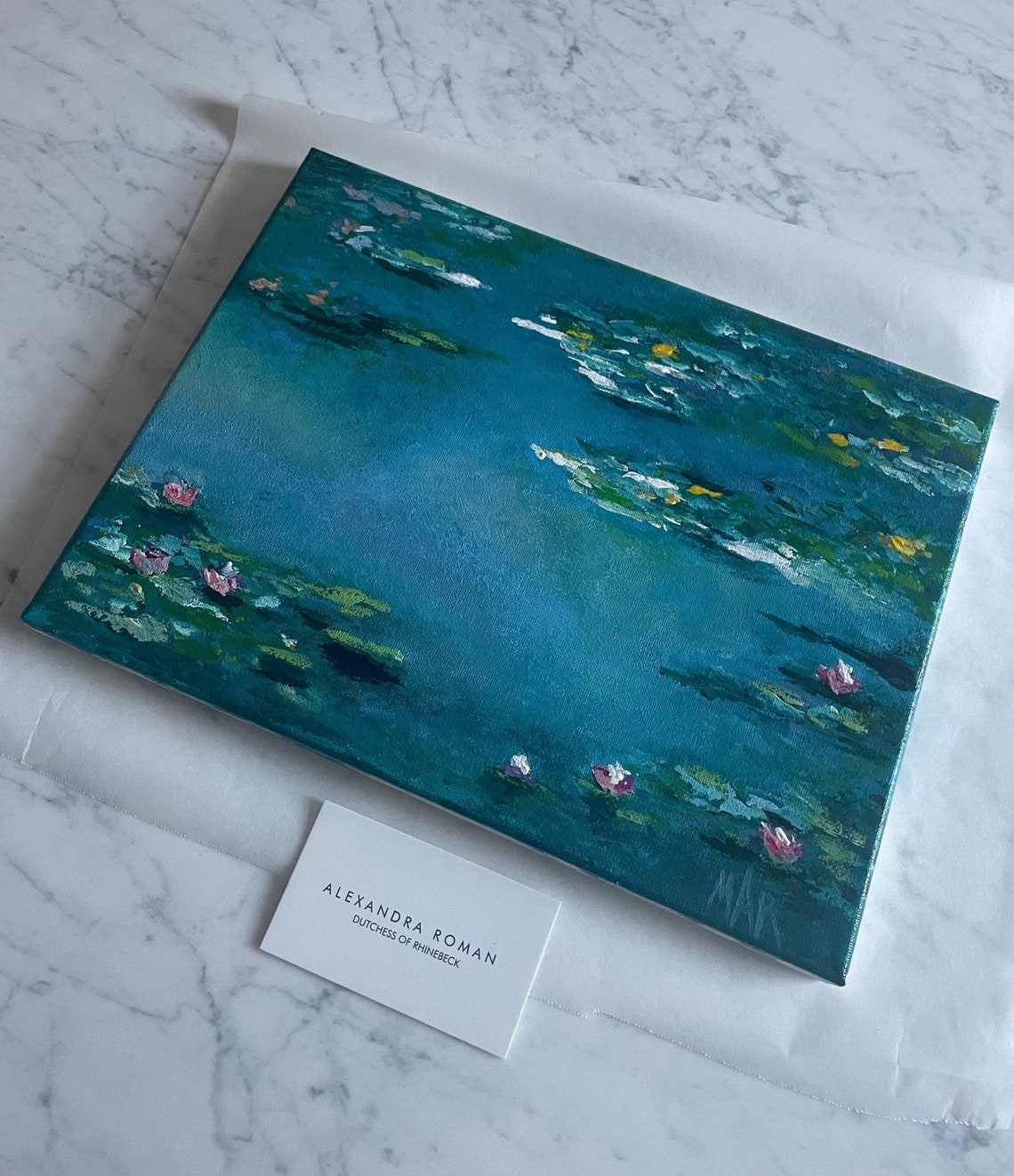 Water Lilies Lily Pad Impressionist Style Acrylic Painting on - Etsy