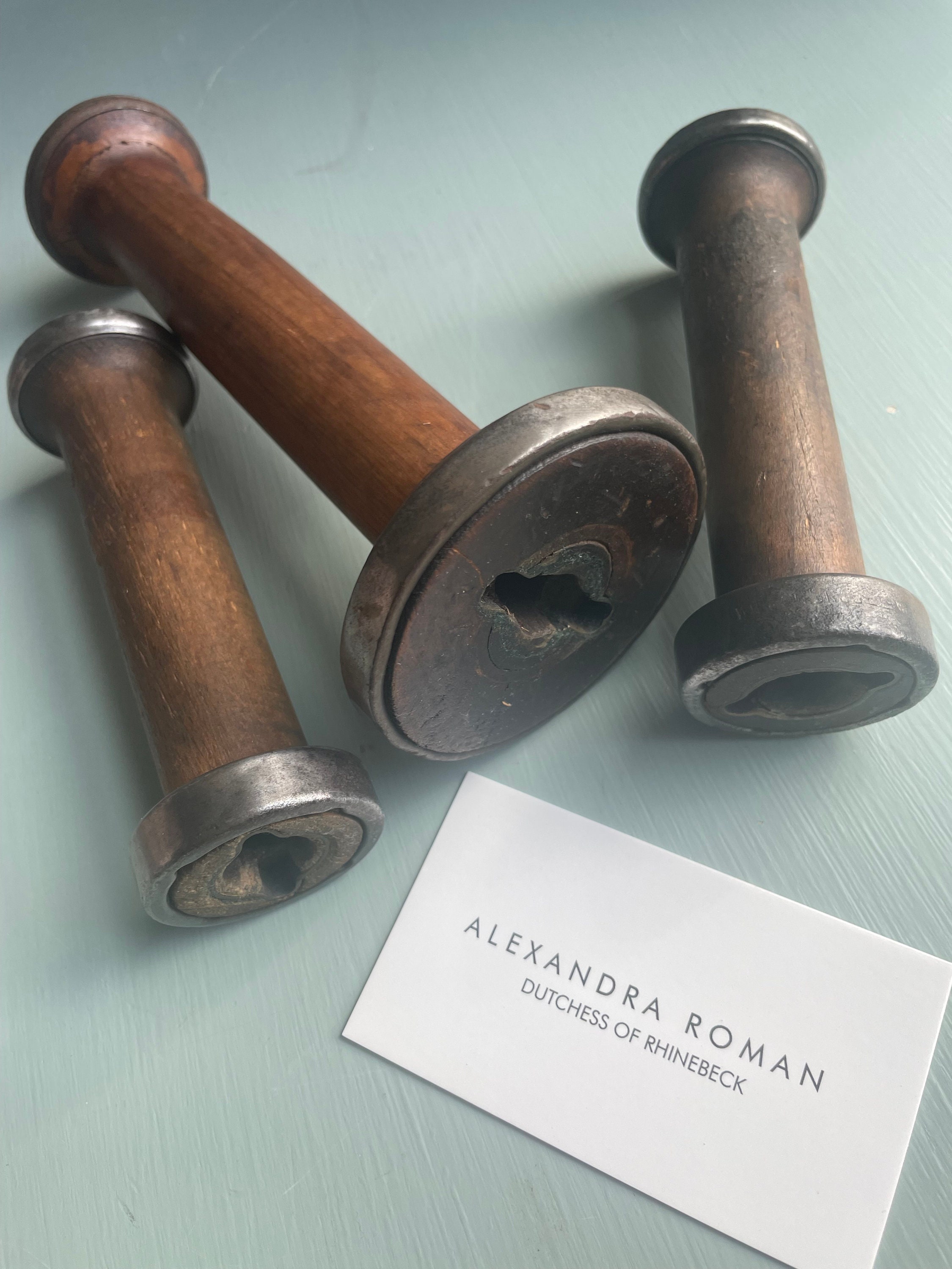 Set of 3 Antique Wooden Bobbins | 1 Wilson Bros Ltd | Primitive ...