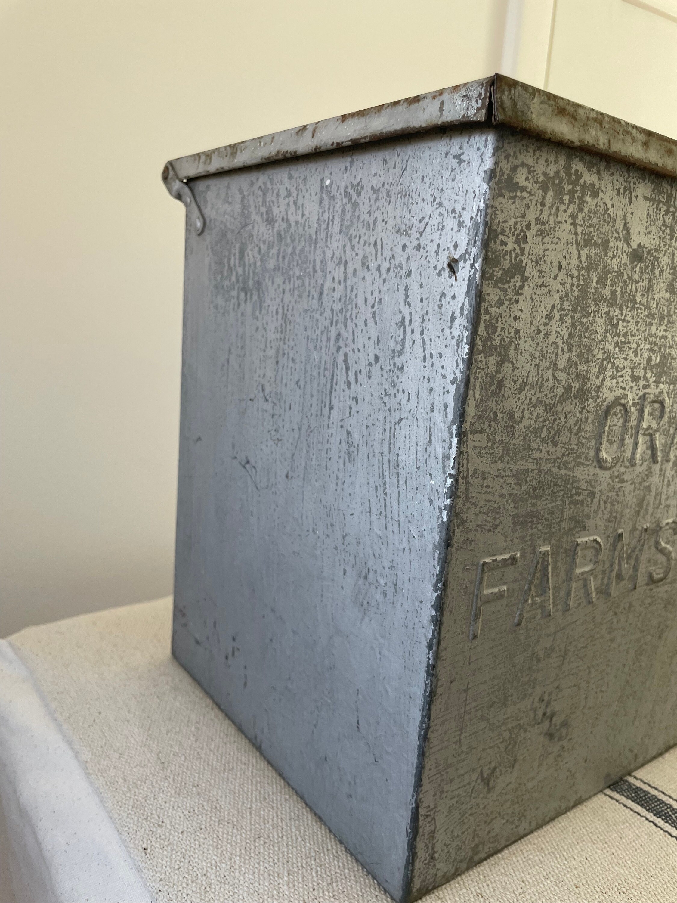 Vintage | Orange Farms Dairy Milk Box | Galvanized Metal | Garden Tool ...