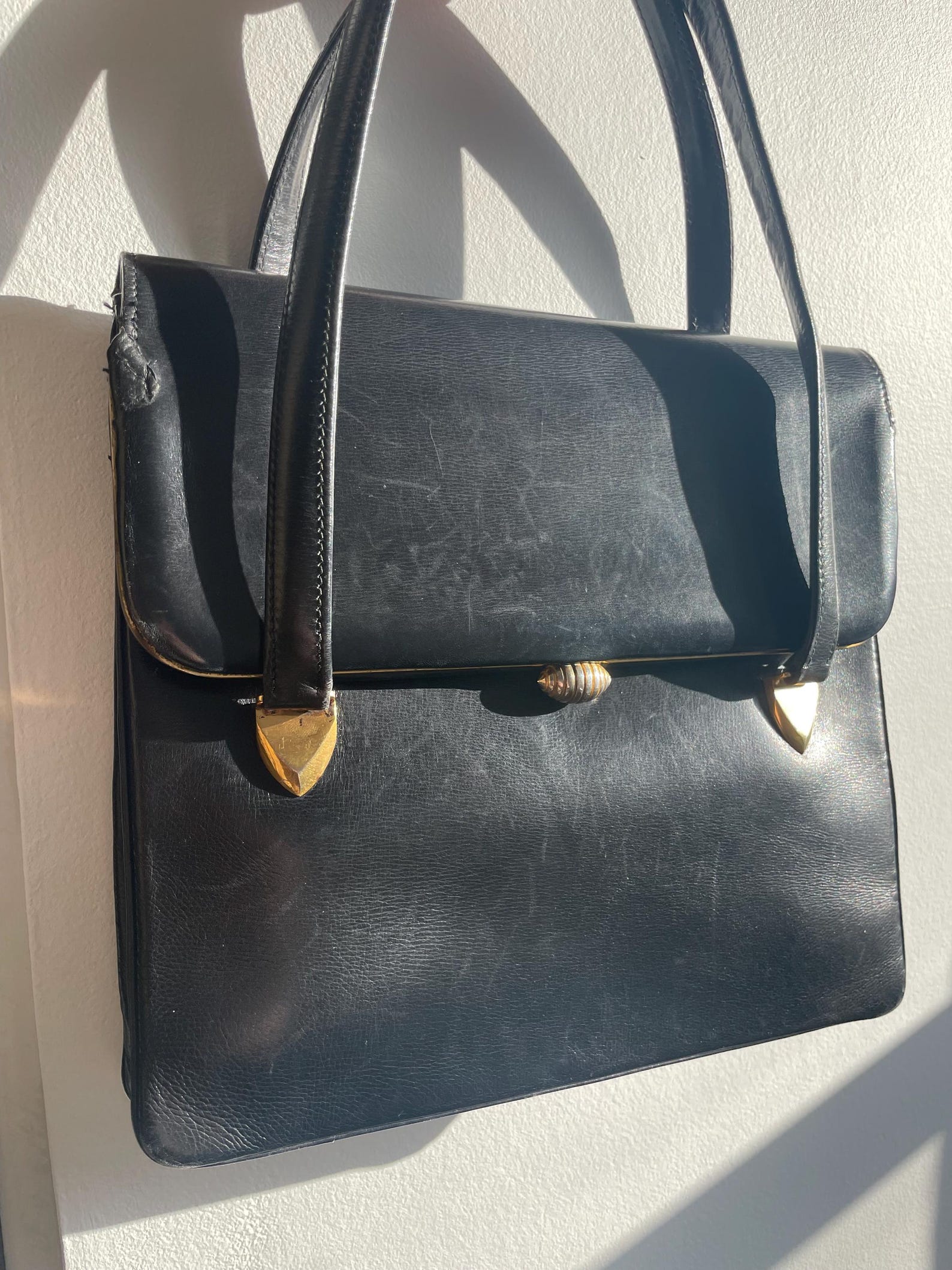 Vintage Gucci Purse Handbag 1950s 1960s Black Leather With Red Leather ...