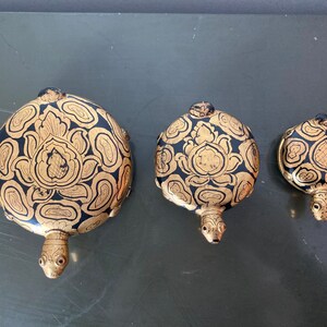 Vintage Burmese Gold and Black Lacquered Wood Turtle Container Boxes ...