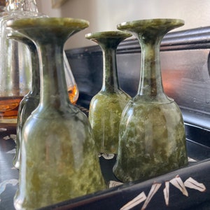 Set of Six Vintage Translucent Jade Cordial Glasses - Etsy