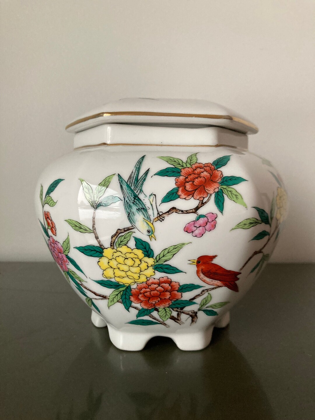 Vintage Japanese Hexagon Floral Birds Porcelain Tea Ginger Jar - Etsy