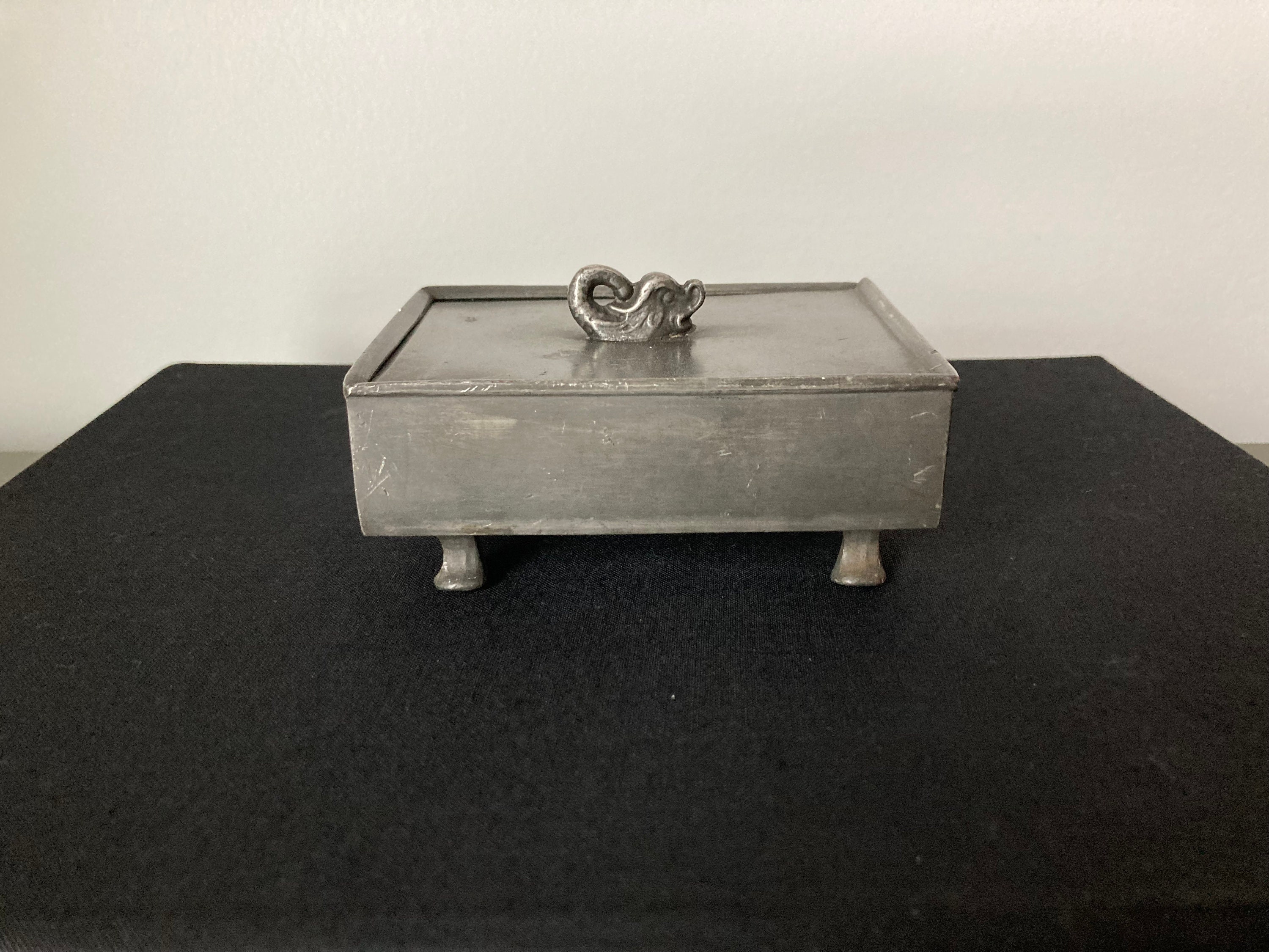 Vintage Chinese Pewter Dragon Fish Snuff Box Trinket Box - Etsy