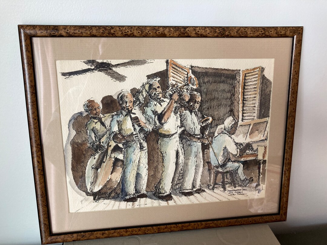 Vintage John Turner Ink and Watercolor Painting, Preservation Hall New ...