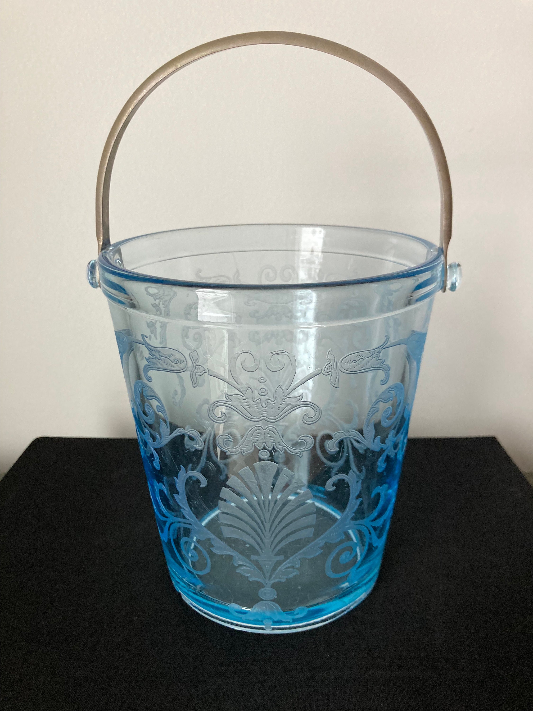 Antique Fostoria Glass Ice Bucket Versailles Azure Blue - Etsy
