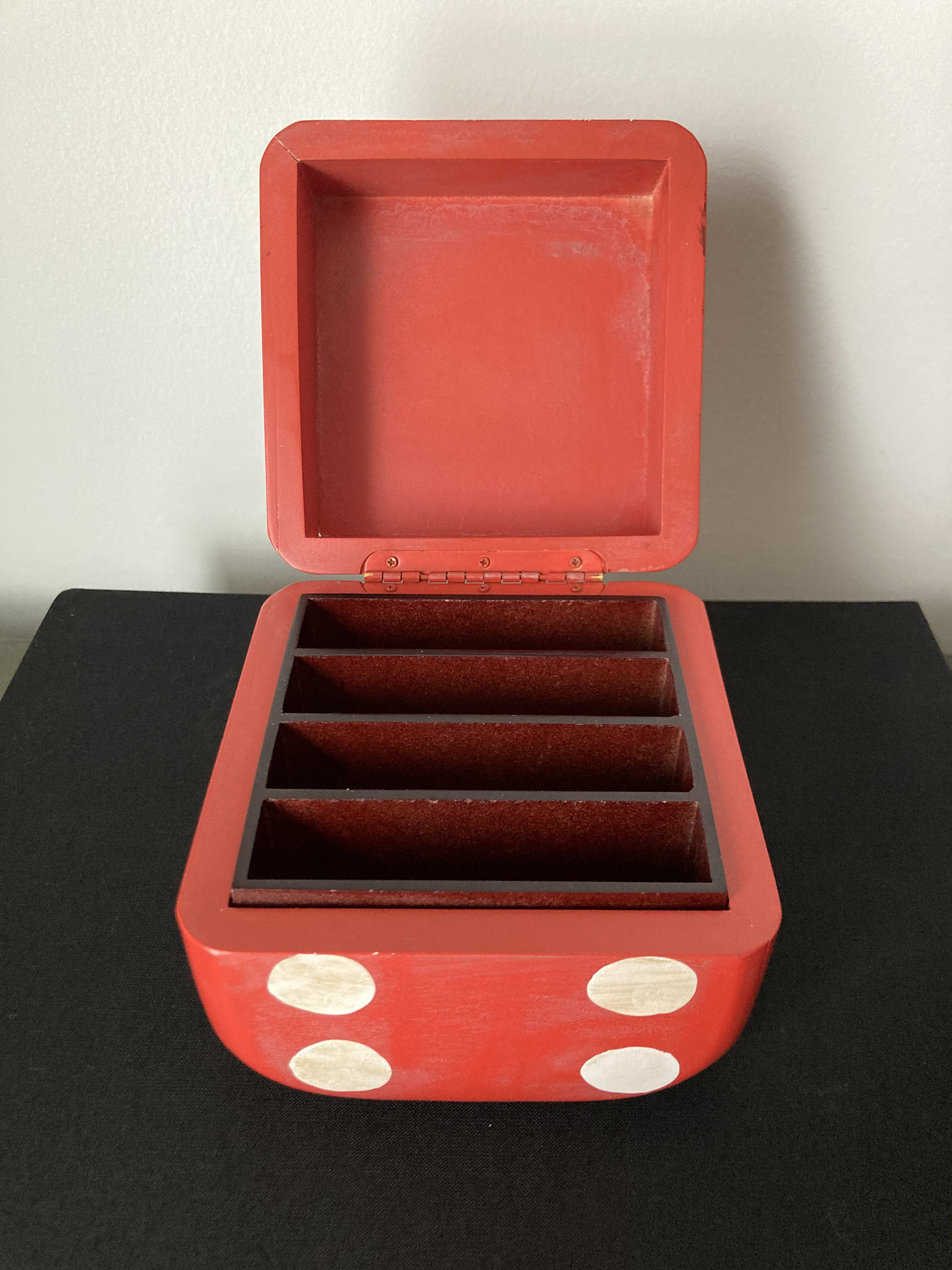 Vintage Hand Painted Red Dice 4 Deck Card Holder, Gentlemen's Den Card ...