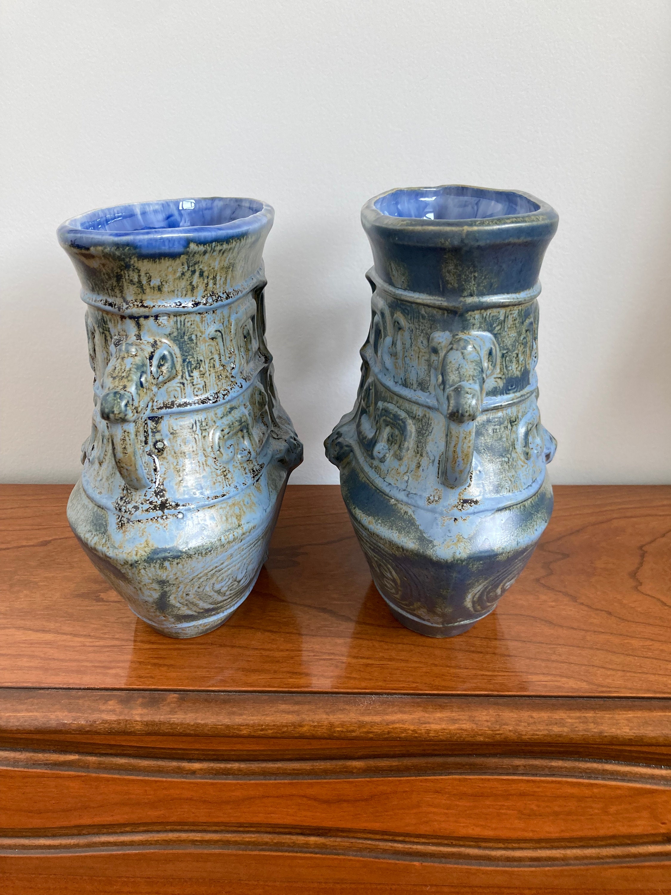 Vintage Studio Cast Pottery in the Qing Dynasty Era Style, Art Deco ...