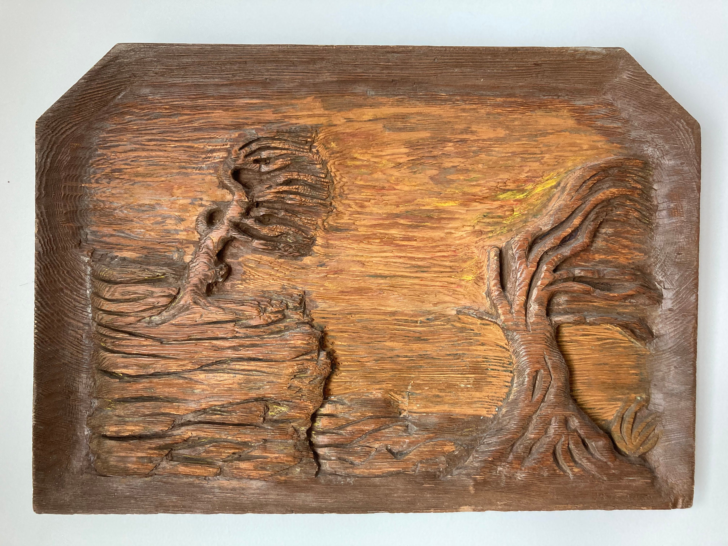 Vintage Midcentury Modern Artist Signed Wood Relief Hand Carved ...