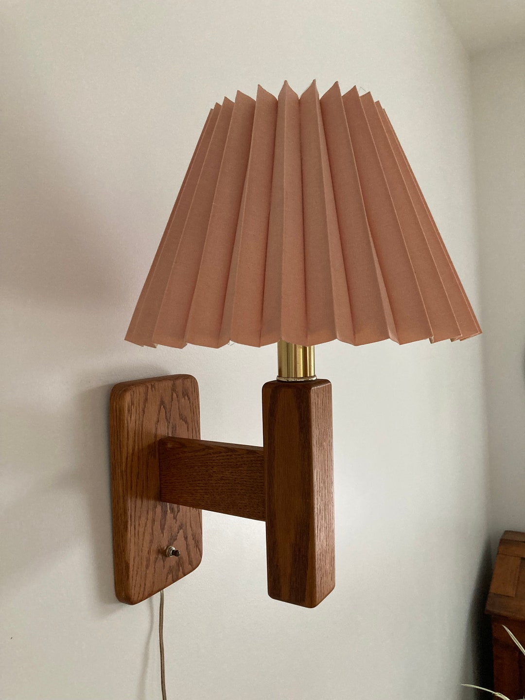 Vintage Midcentury Modern Sconce With Pleated Shade, Scandinavian ...