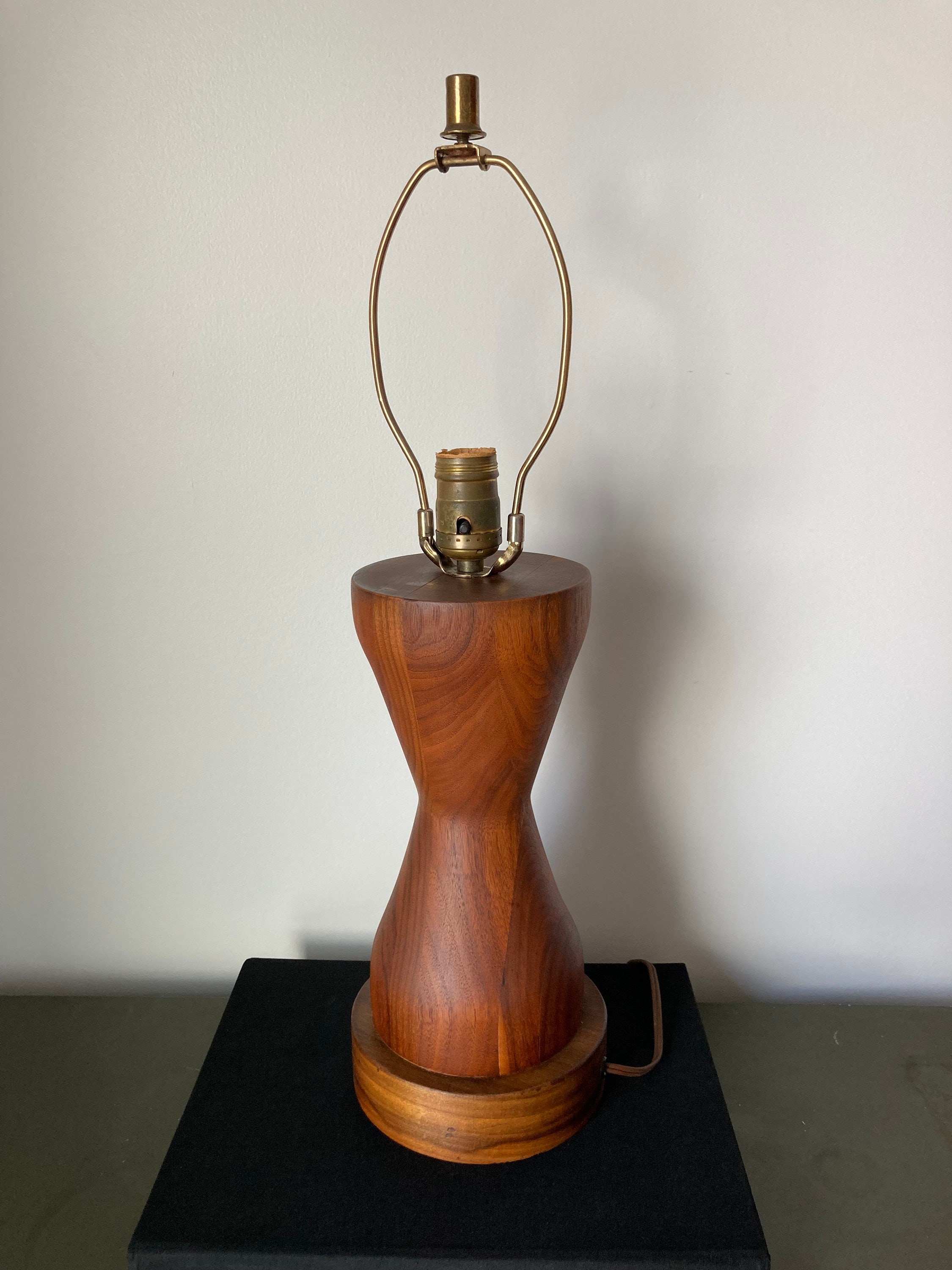 Vintage Hourglass Walnut Table Lamp: Mid-century Modern Accent Lighting ...