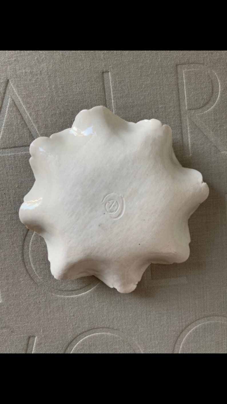 Vintage White Handmade Artist Marked Trinket Dish Ring Dish - Etsy
