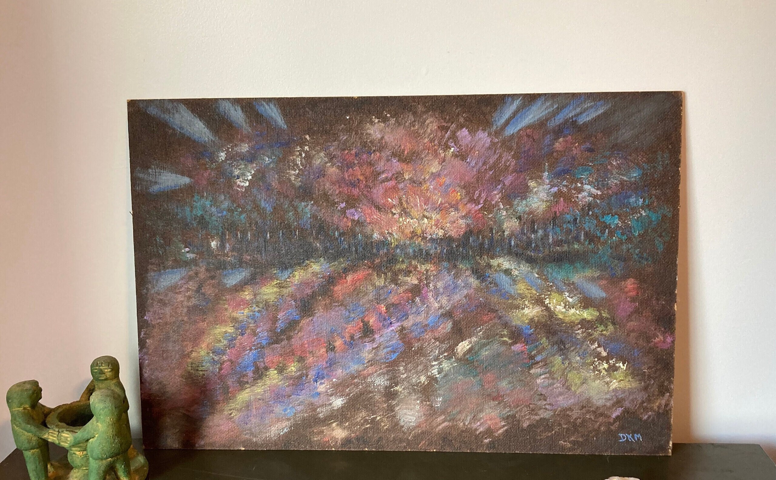 Vintage Signed Abstract Oil Painting on Board - Etsy