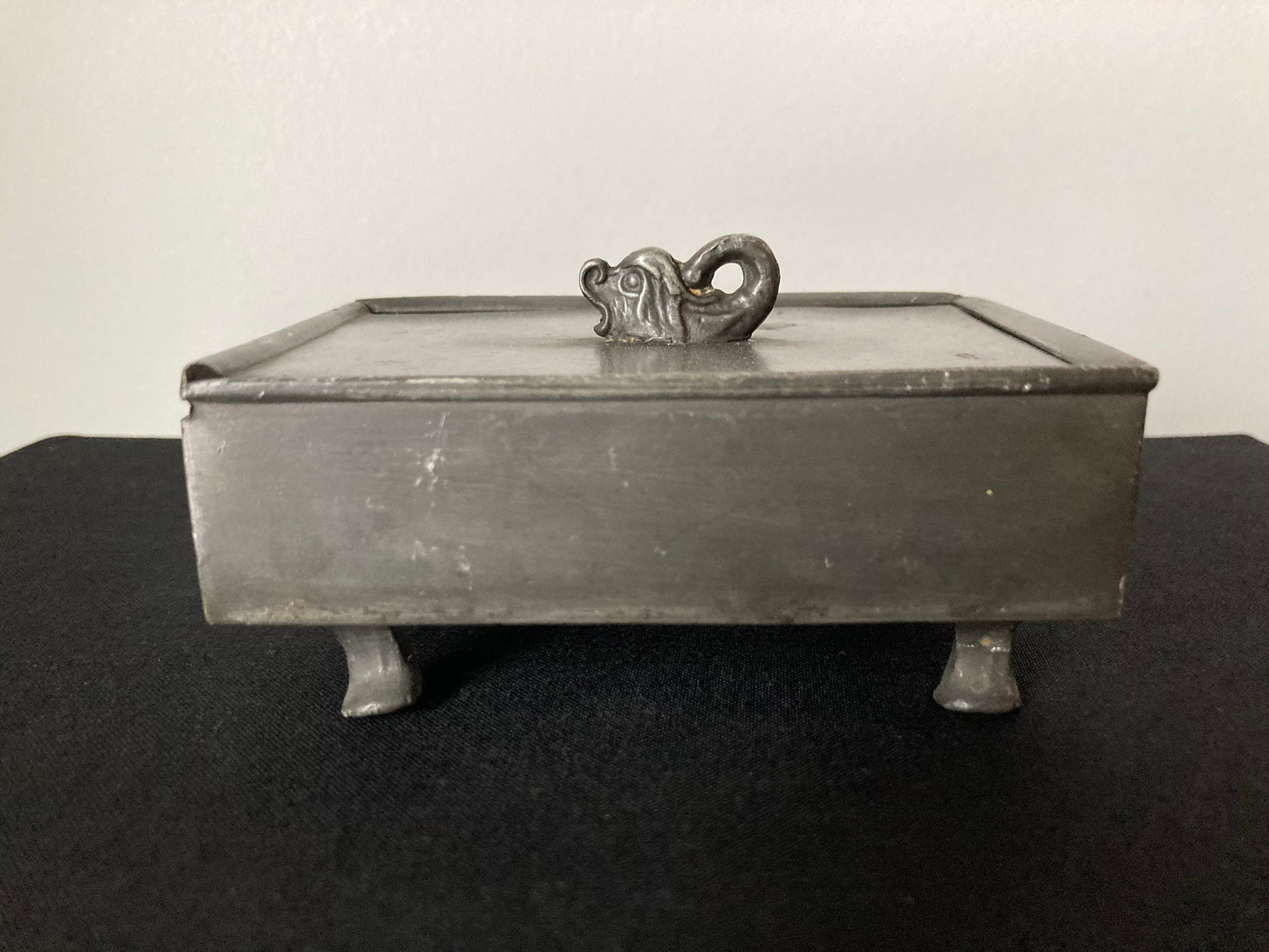 Vintage Chinese Pewter Dragon Fish Snuff Box Trinket Box - Etsy