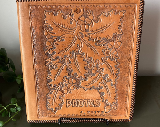 Vintage Tooled Leather Binder - Etsy