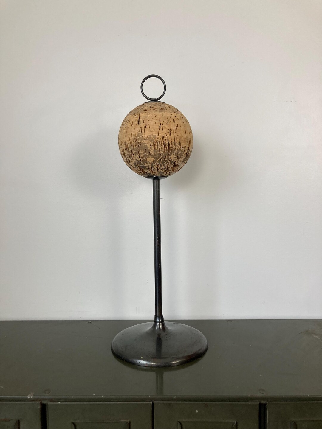 Vintage Midcentury Cork Display Orb on Iron Stand With Cardholder - Etsy