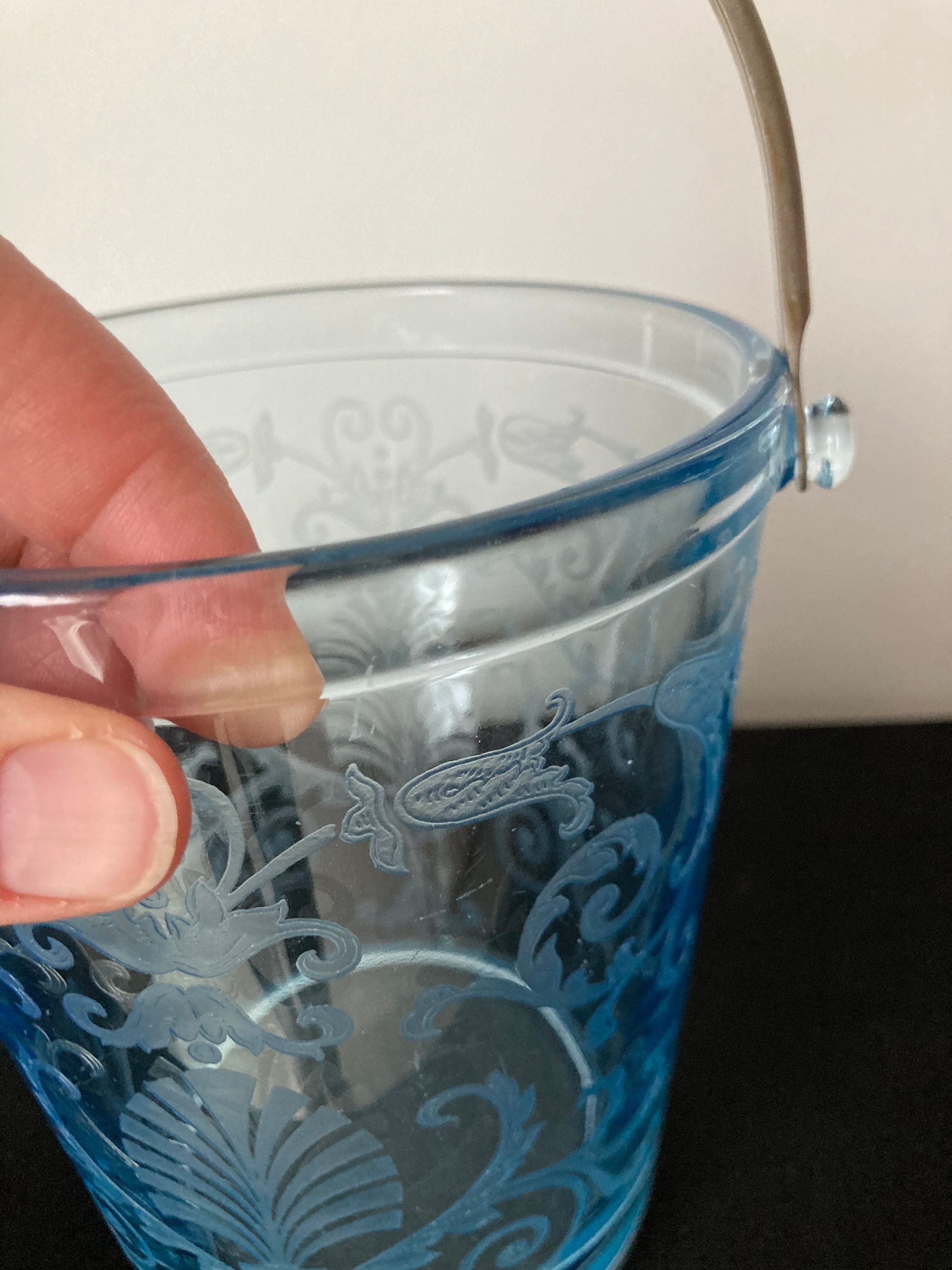 Antique Fostoria Glass Ice Bucket Versailles Azure Blue - Etsy