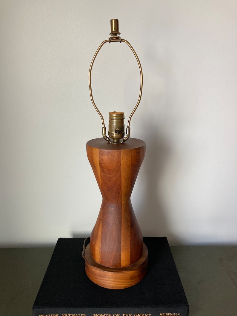 Vintage Hourglass Walnut Table Lamp: Mid-century Modern Accent Lighting ...