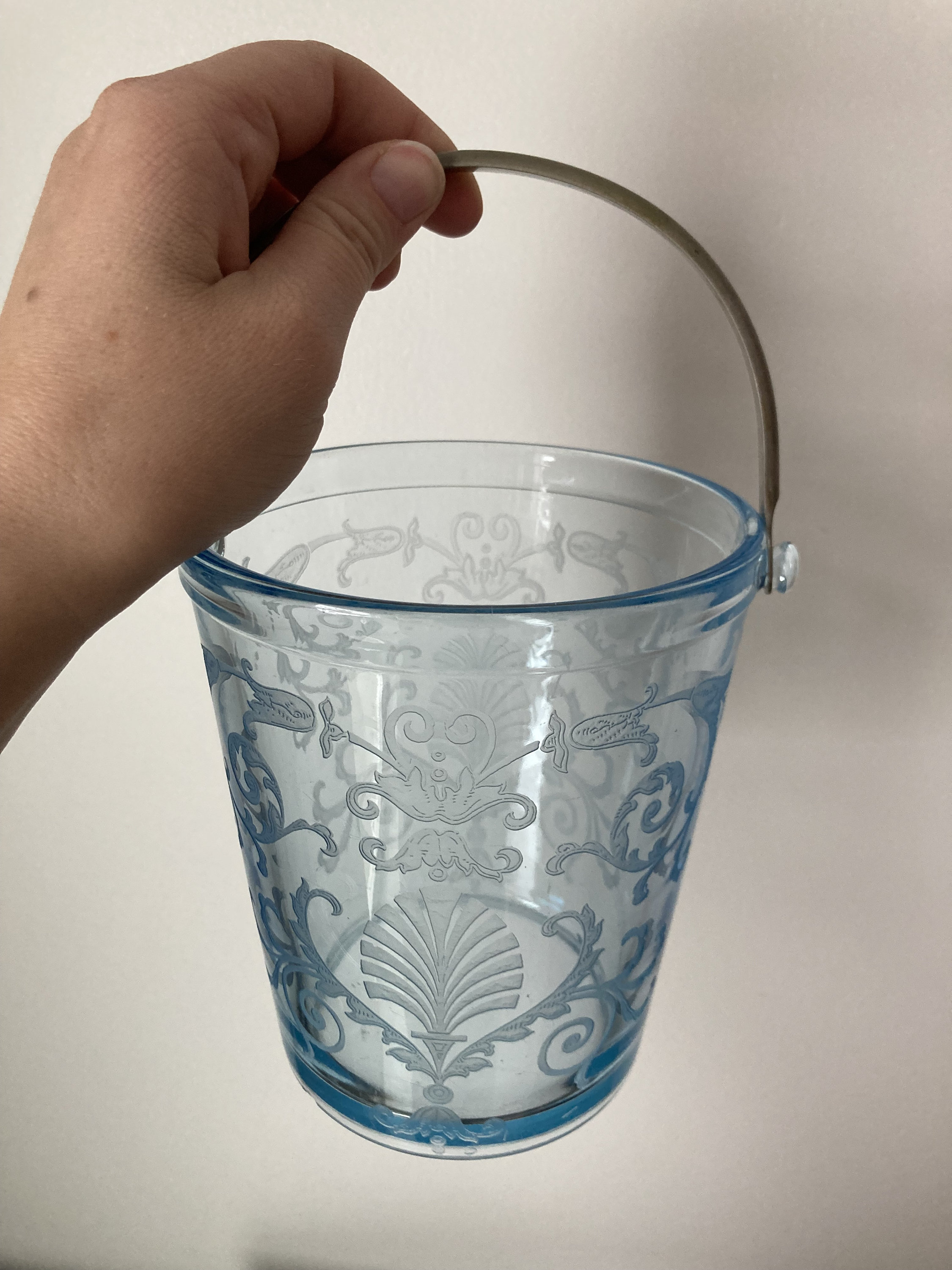 Antique Fostoria Glass Ice Bucket Versailles Azure Blue - Etsy