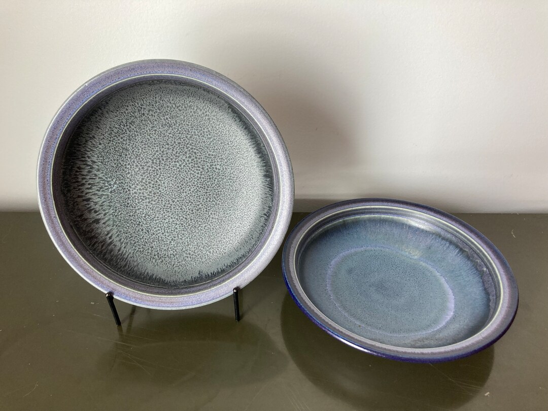 Vintage Artist Signed Pair of Studio Pottery Periwinkle Blue Bowls - Etsy