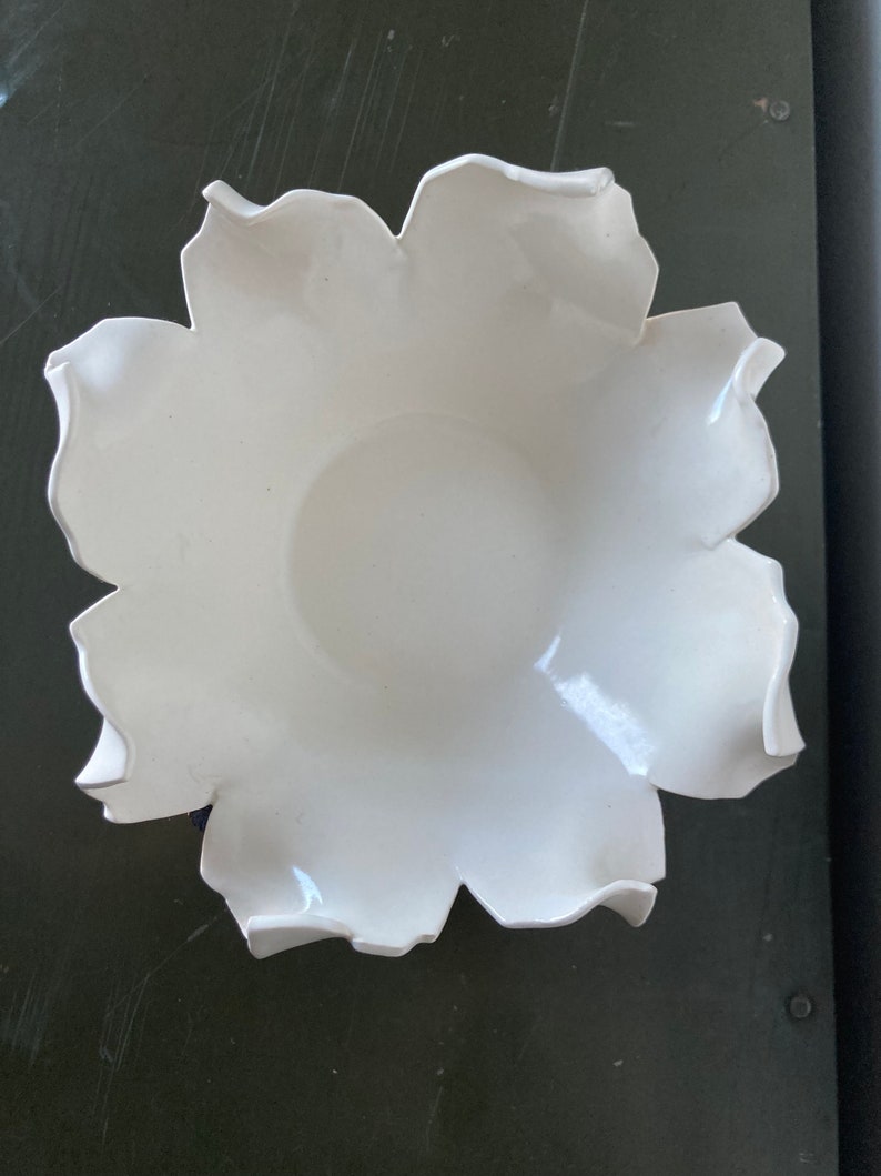 Vintage Midcentury Ceramic Lotus Bowl Trinket Dish on Pedestal. - Etsy