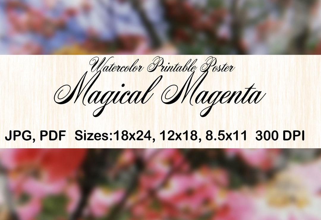 Watercolor Printable Poster magical Magenta - Etsy