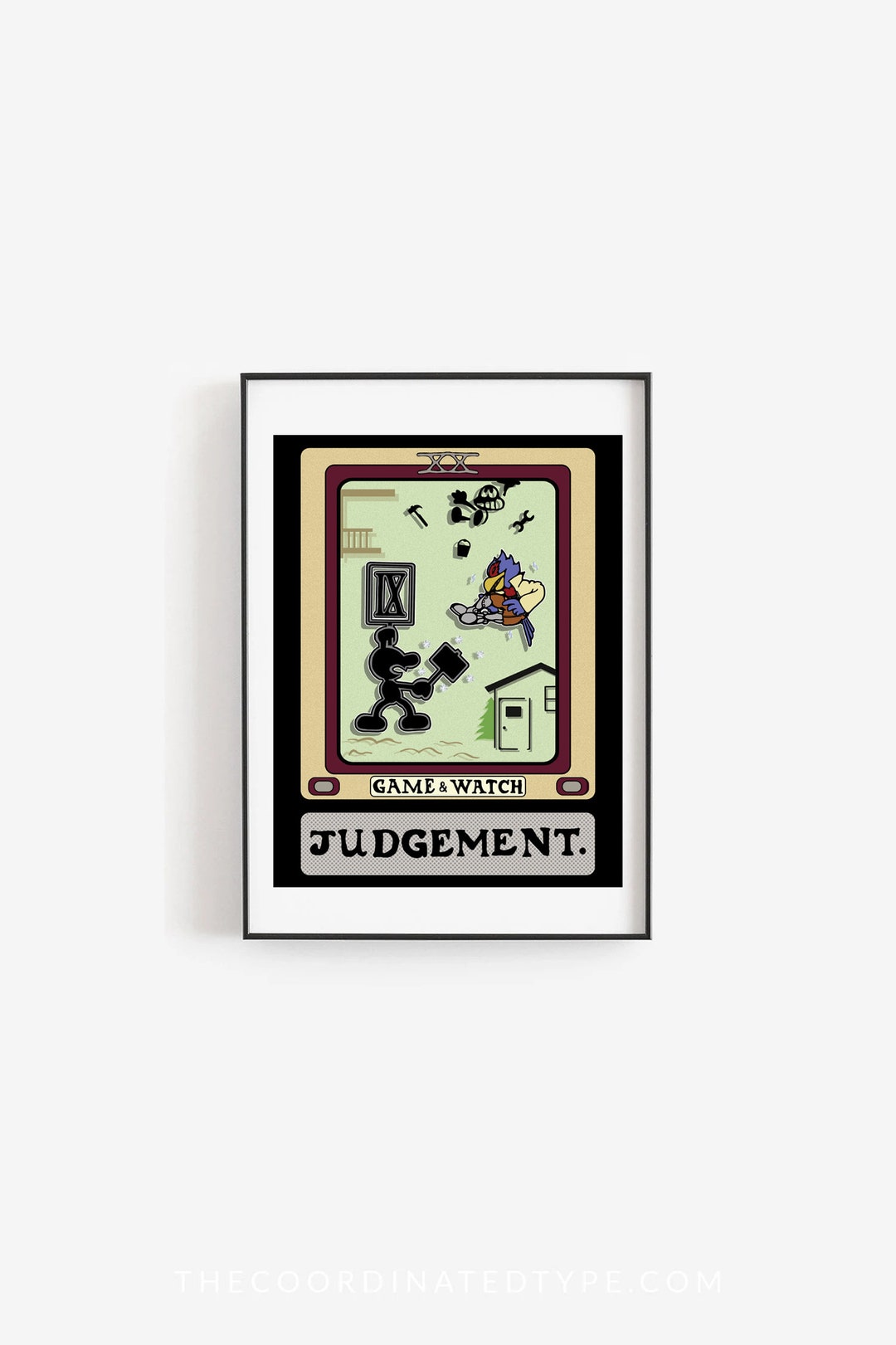 Mr Game And Watch Judgement Ssbm Tarot Card Print 85 X 11in Etsy