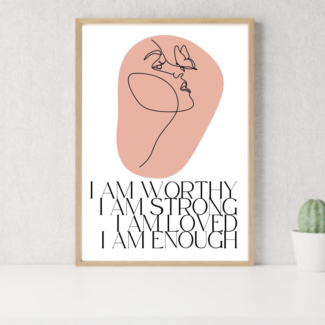Positive Affirmations for All, Digital Print I Am Enough Poster, Self ...
