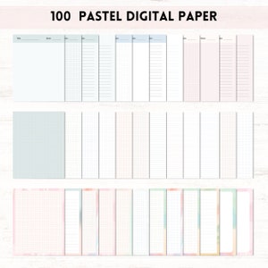 Pastel Digital Note Paper: 100 Pages for Digital Notebooks Compatible ...
