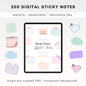 Digital Sticker Sticky Notes ,transparent Stickers and Widgets, Bundle ...