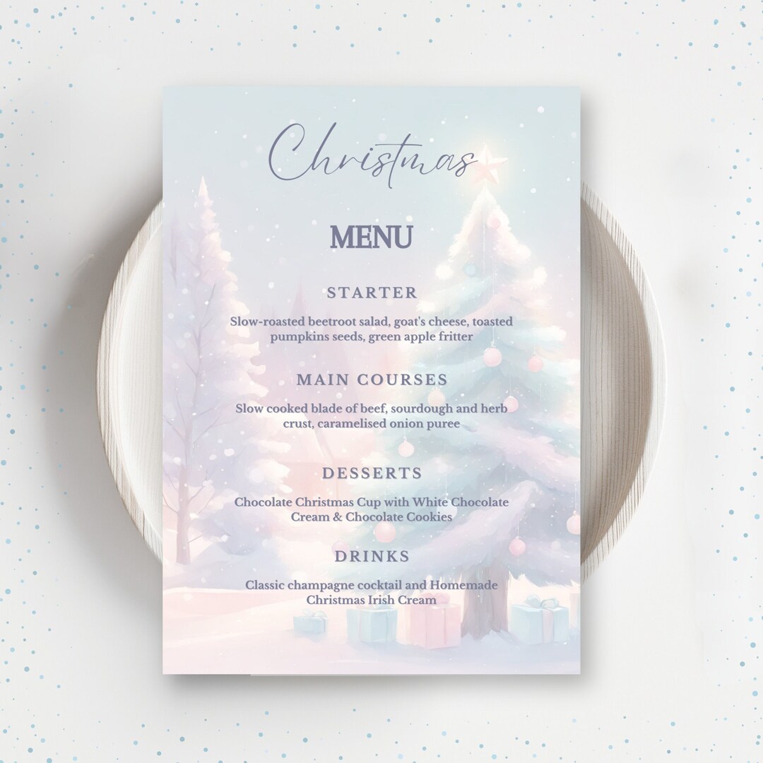 Christmas Menu Template Customizable in Canva With Christmas Tree ...
