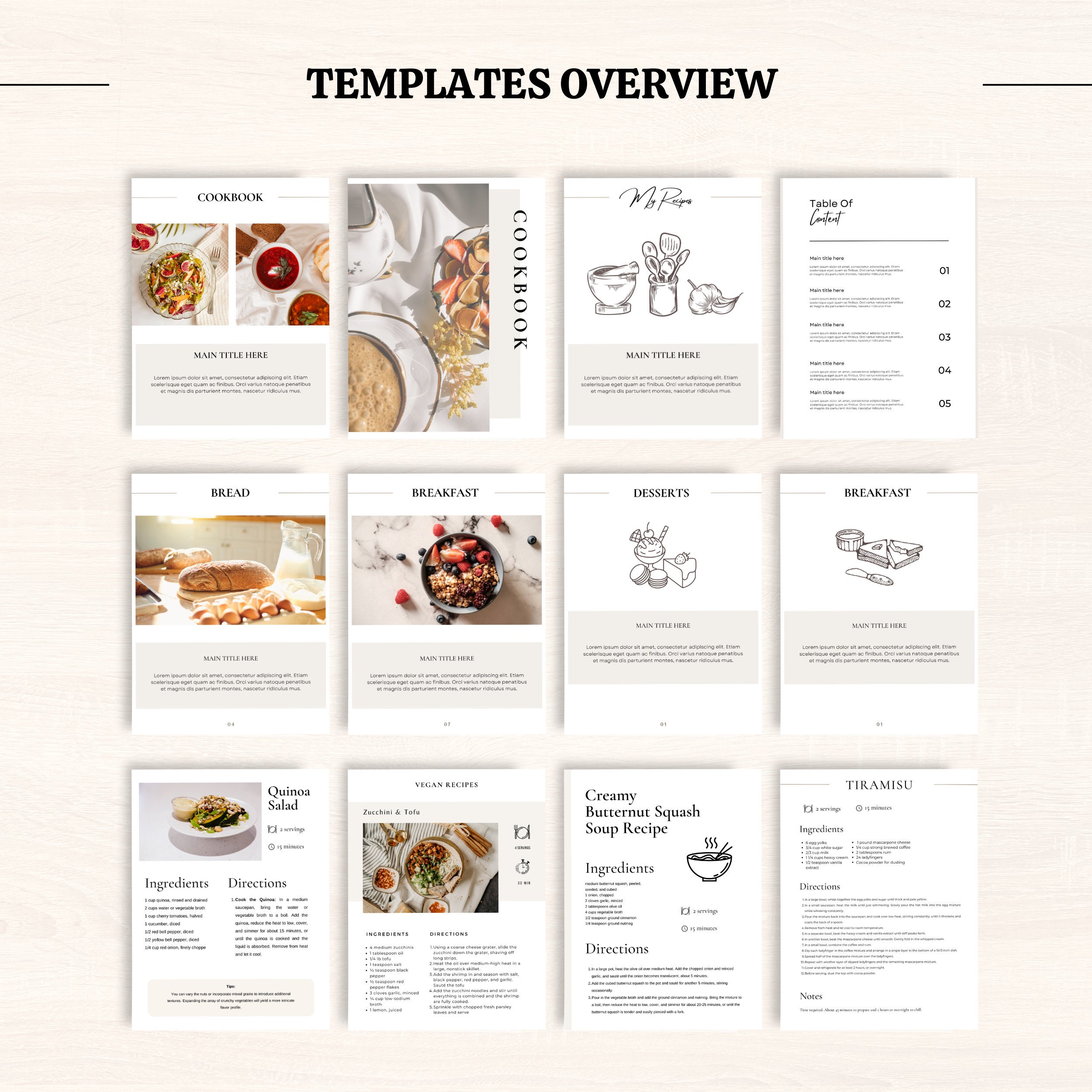 Cookbook Templates for Recipe Organization - Ideal for Binders and ...