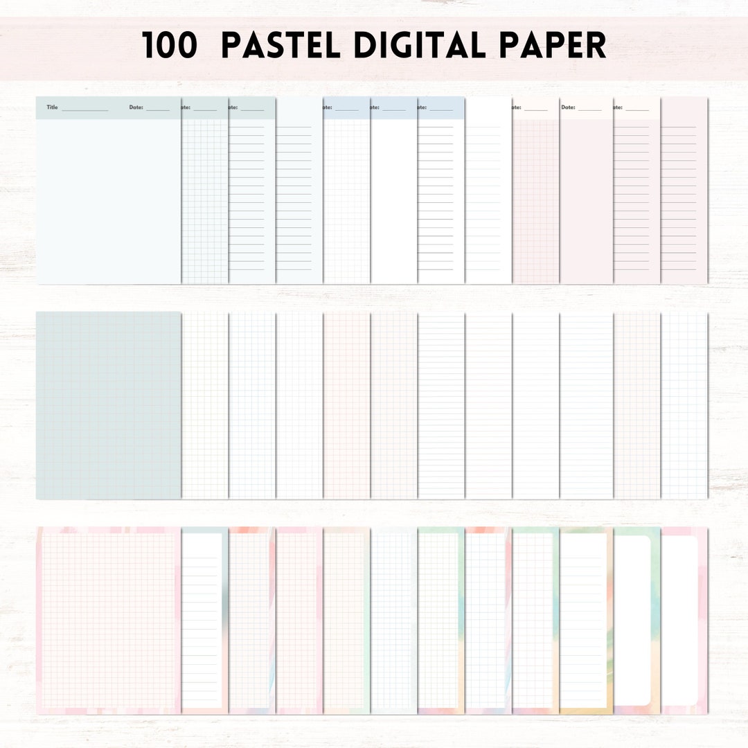 Pastel Digital Note Paper: 100 Pages for Digital Notebooks - Etsy