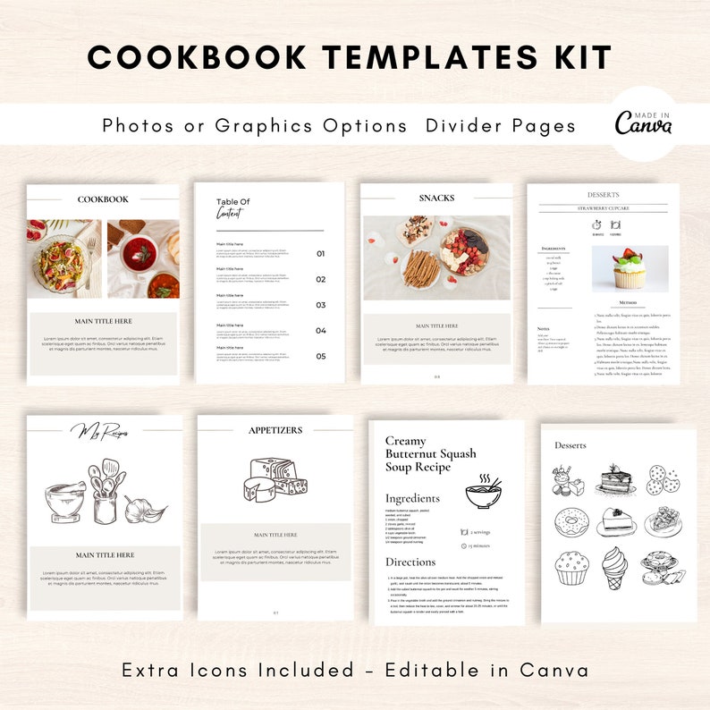 Cookbook Templates for Recipe Organization - Ideal for Binders and ...