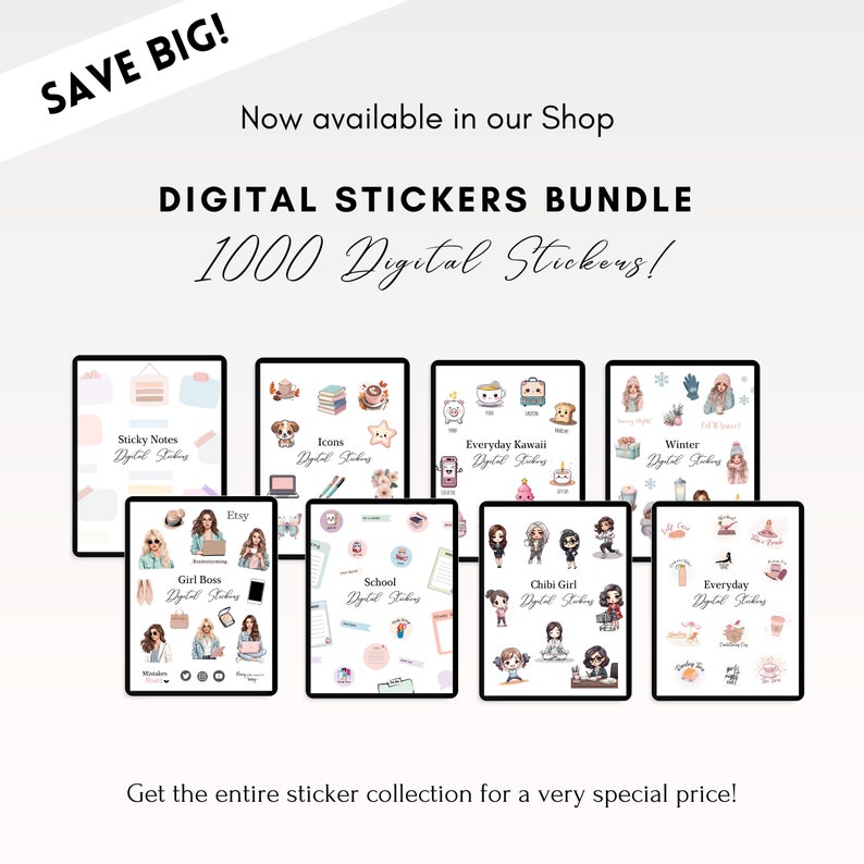 Digital Sticker Sticky Notes ,transparent Stickers and Widgets, Bundle ...