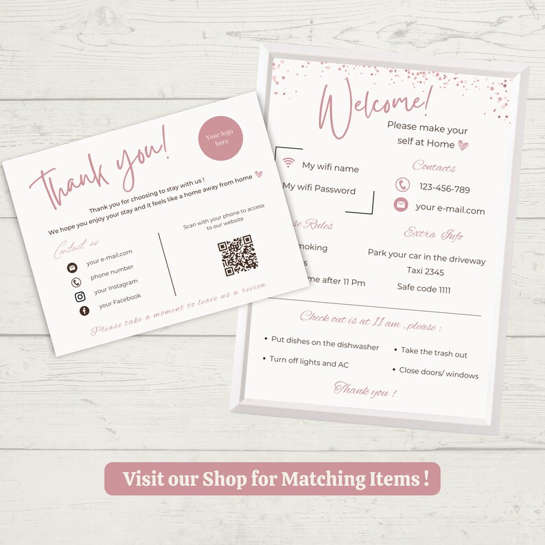Airbnb Host Thank You Card Template editable Canva Airbnb - Etsy
