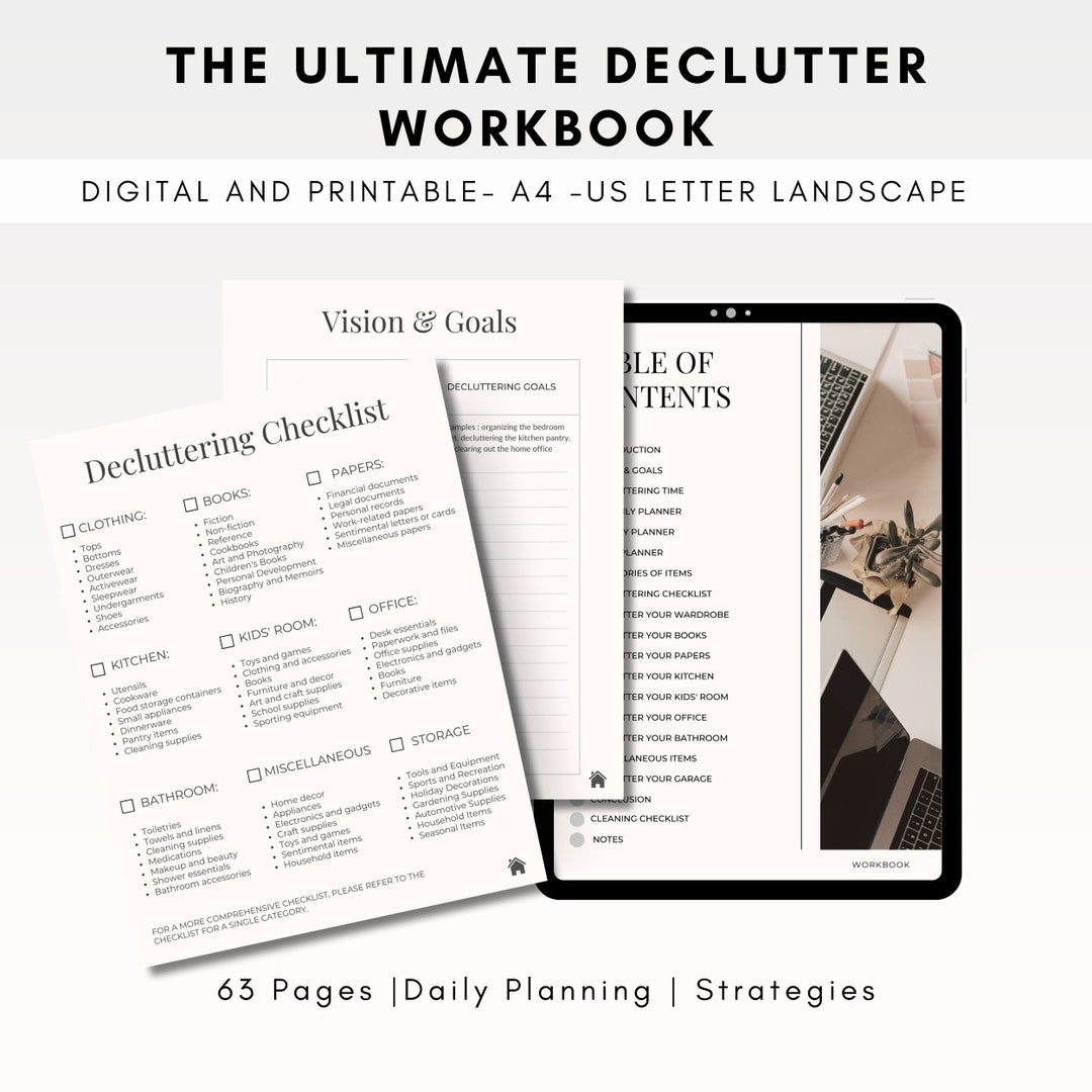 Declutter Workbook:printable Digital Guide for the Ultimate Declutter ...